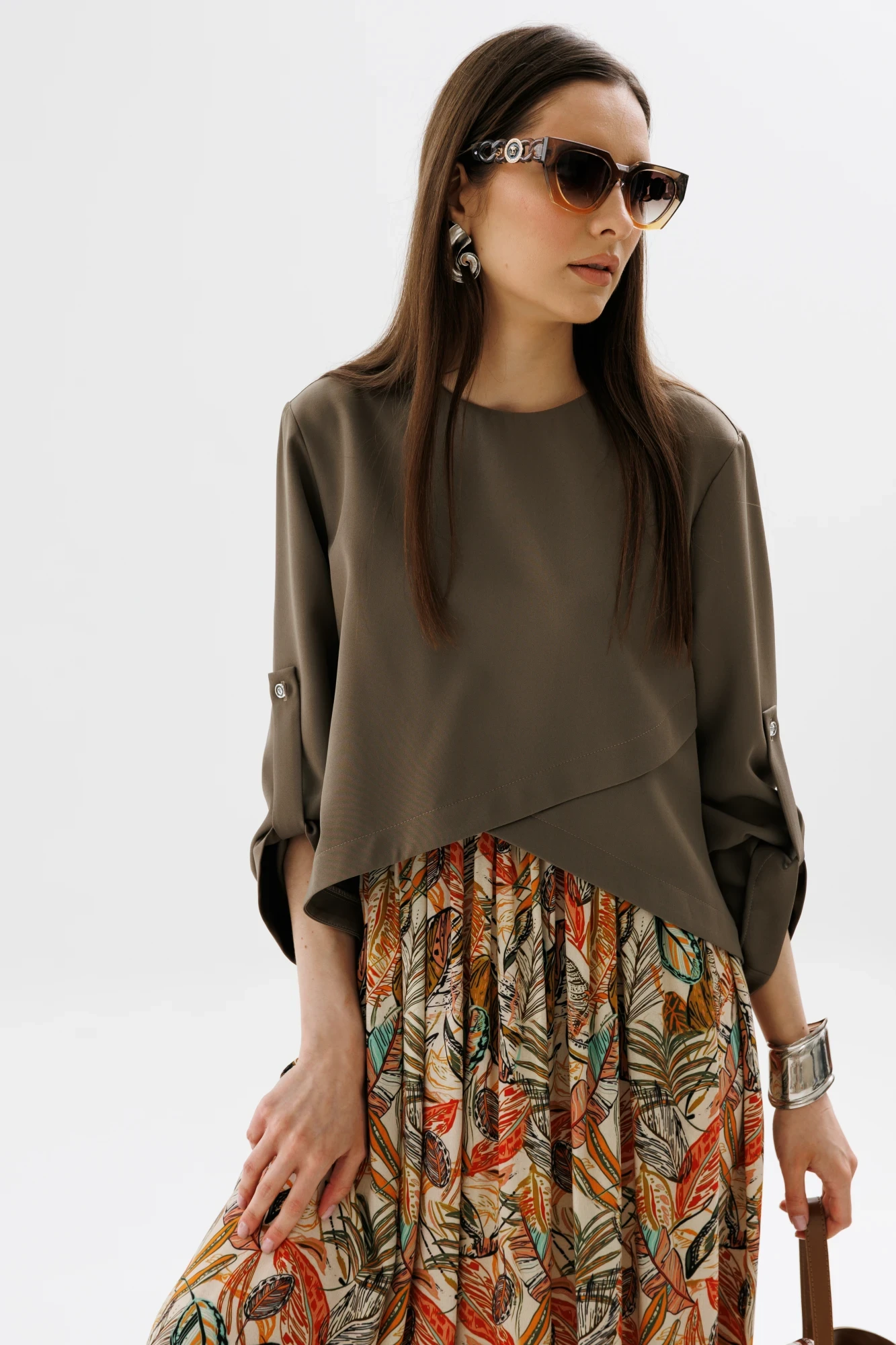 Платье NikVa н 740 -2 хаки+жёлтые листья размер 42-60, описание, отзывы (уже нет в продаже)