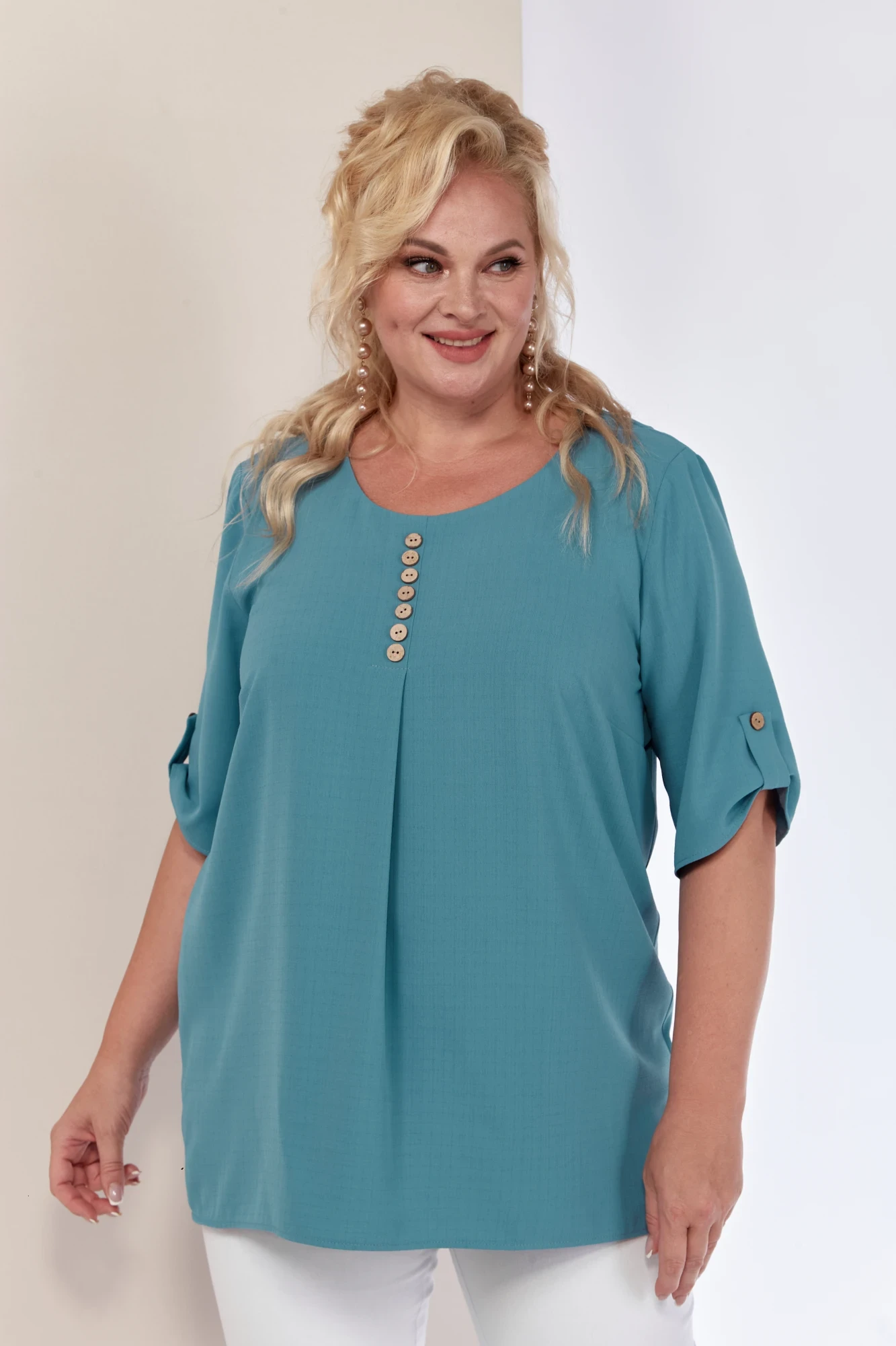 Блузка Shetti 4053 голубой размер 58-68, описание, отзывы