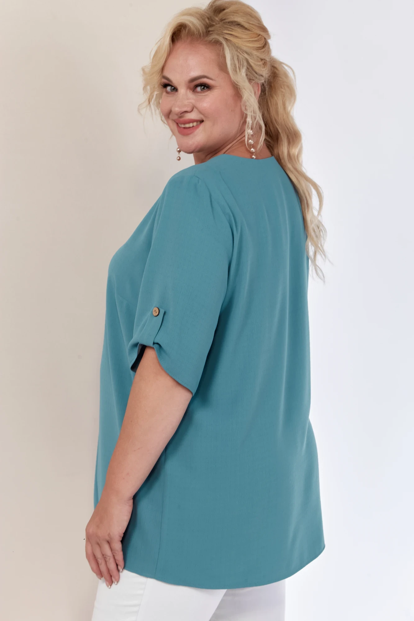 Блузка Shetti 4053 голубой размер 58-68, описание, отзывы