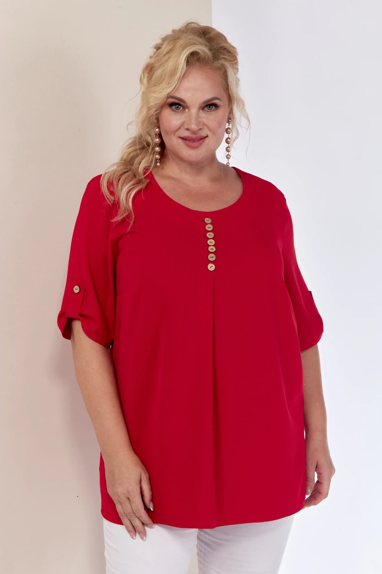 Блузка Shetti 4053 красный размер 58-68, описание, отзывы