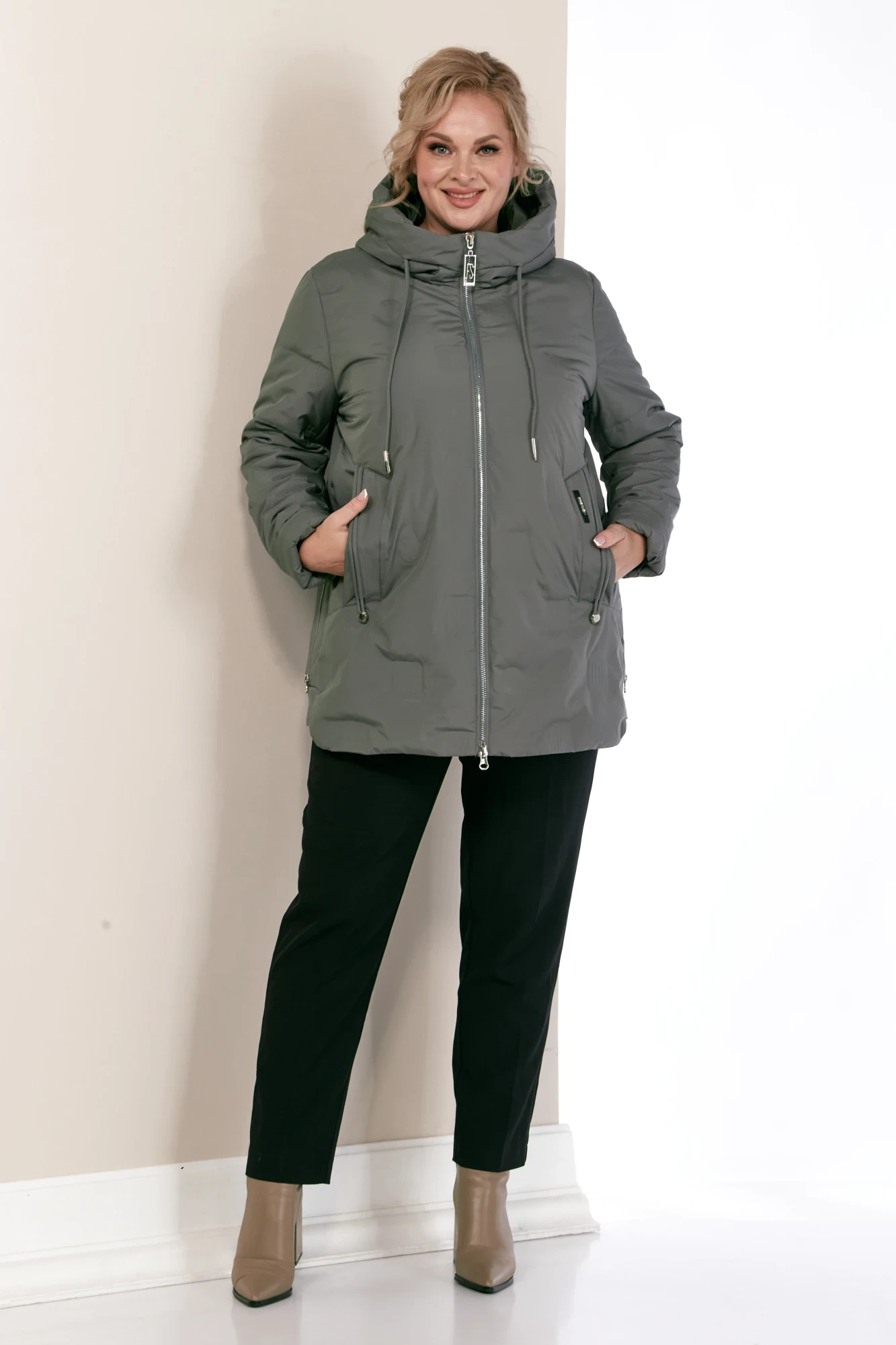 Женская стеганая куртка Shetti 2159 стальной размер 56-66, описание, отзывы